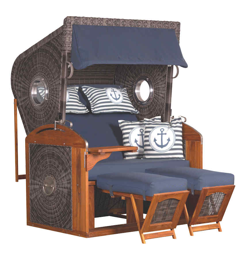 deVries Strandkorb Sailor XL stone grey Teak, Dessin 198 - Peter Süße